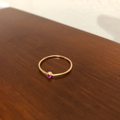 Tiny Ruby Ring, Ruby Stacking Ring, Rose Gold Filled Ruby Ring, Ruby Mothers Ring, July ...