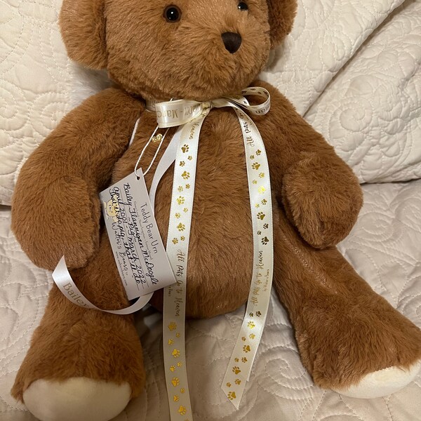 Teddy Bear Urn Custom Ribbon - Urns for Human Ashes - Huggable Urn ...