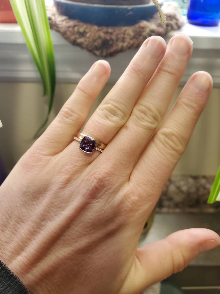Bezel Set Half Eternity Alexandrite Ring 14k Solid Rose Gold | Etsy