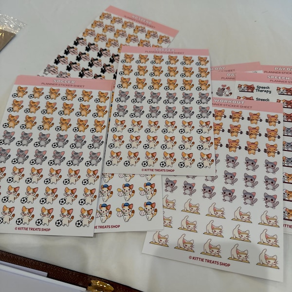 Kawaii Cat Workout Planner Stickers, Workout Reminders, Cute Planner ...