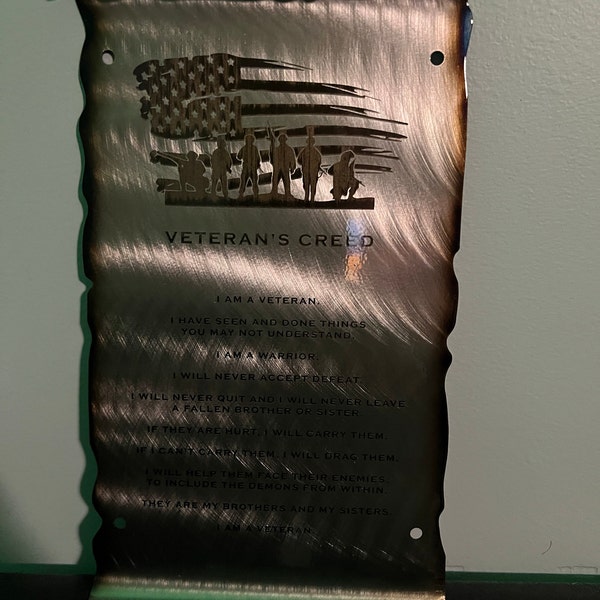 Veterans Creed Metal Scroll, Veteran Gift, Fourth of July, Memorial Day ...