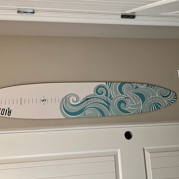 Seaside Series of Wooden Surfboard Growth Height Charts in White ...