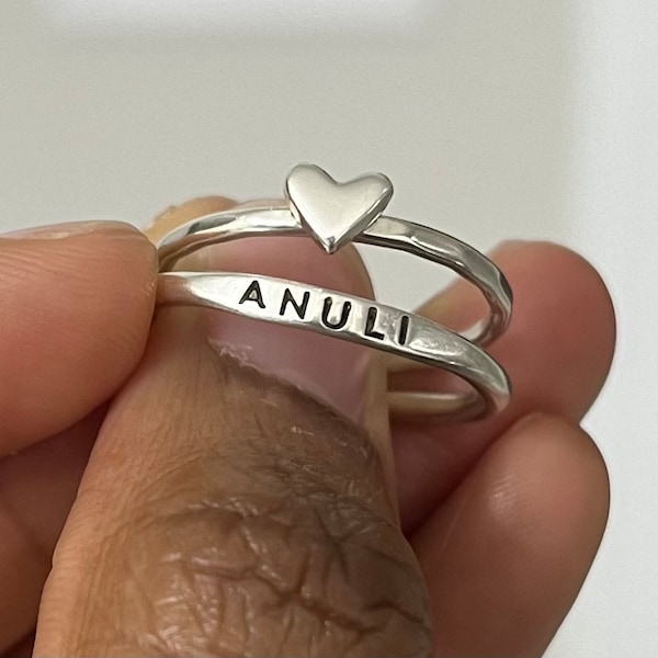 Sweet Heart Ring, Stackable Heart Ring, Dainty Solid Gold Heart or ...