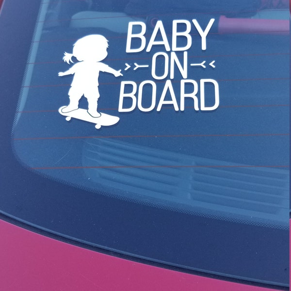 Car Sticker Baby on Board Sign Skateboarding, Skater BOY, Vinyl on ...