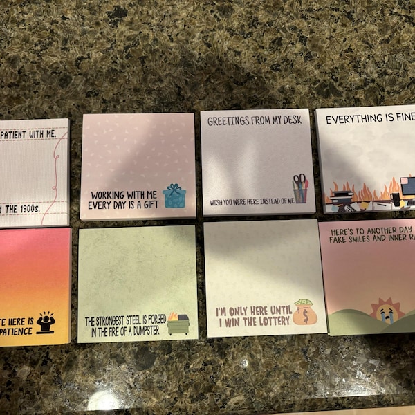 Everything is Fine Sticky Notes, Funny Memo Pad, Cute Notepad, Home ...