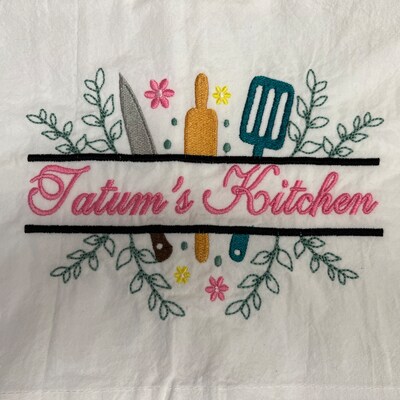 Kitchen Utensils Split Embroidery Design, Baking Tools Flower ...