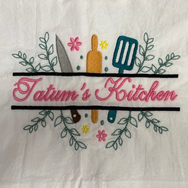 Kitchen Utensils Split Embroidery Design, Baking Tools Flower ...