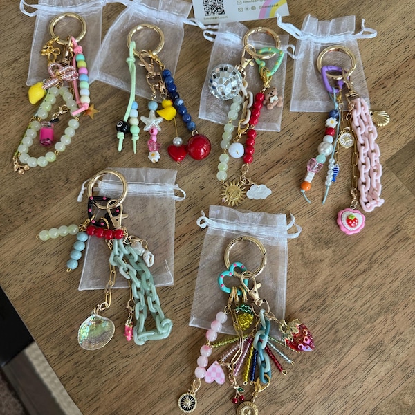 Backpack Keychain Charms, Strawberry Charm Bag, Golden Chain Bag ...