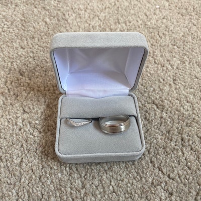 Light Grey Double Ring Box Velvet Double Ring Box Couple - Etsy UK