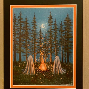 8x10in Fine Art Print Fireside Spooky Ghost Fall Artwork Halloween ...