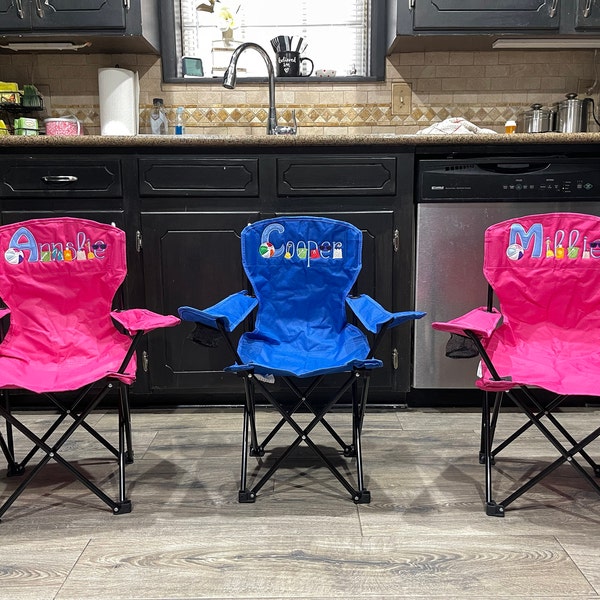 Kids Personalized Fishing Chair 1-7. Applique / Embroidered Chair. FB ...