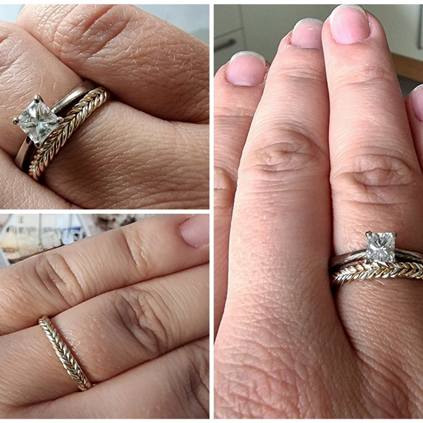 Woven Wedding Band, Tri Color Braided Ring, Celtic Wedding Band, Unique ...