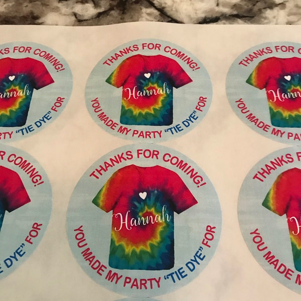 Tie Dye Birthday Party Stickers, Tie Dye Stickers, Tie Dye Shirt Tags ...