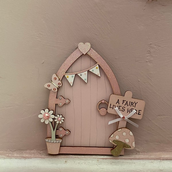 Magical Light Pastel Pink Fairy Door, Handpainted With Embellishments ...