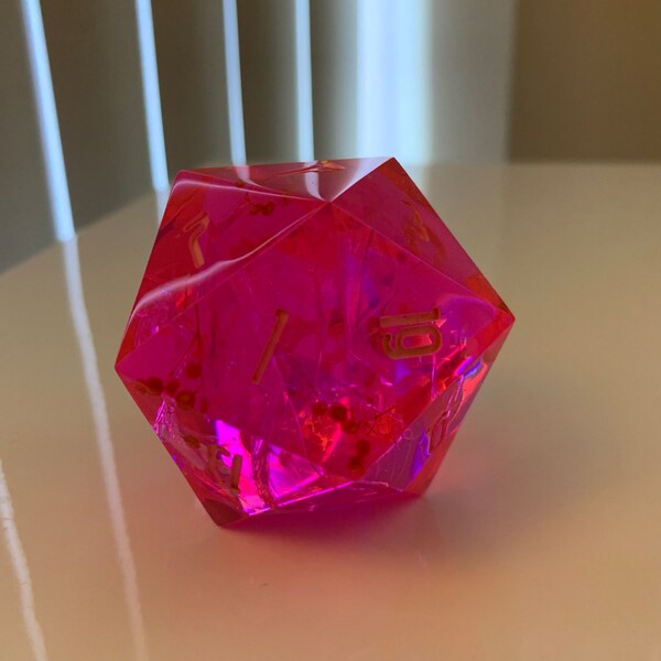 Tidal Treasures Petri Dish Art 50mm Resin D20 Dice, Large Handmade Dice ...