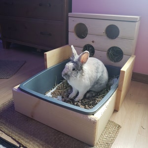Rabbit Hay Feeder With Litter Box, Litter Pan & Hay Feeding Station ...