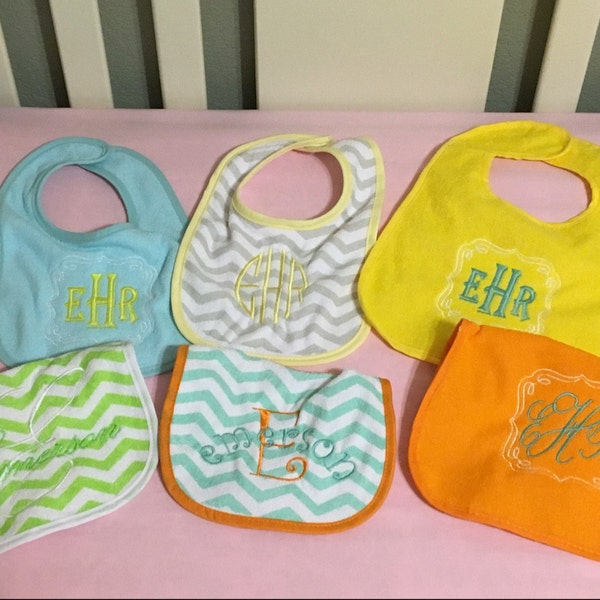 Monogram Baby Bib, Girl Baby Bib, Boy Baby Bib, Terry Cloth Drool Bib ...
