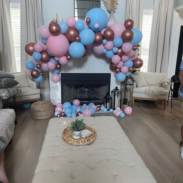 Pastel Gender Reveal Balloon Arch Kit, PREMIUM DIY Rose Gold, Blue and ...