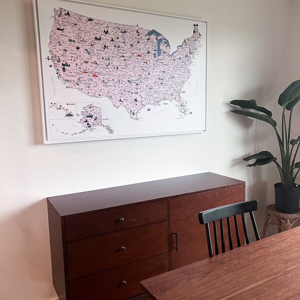 Large Detailed World Map Framed Canvas. A Personalized Travel Map ...