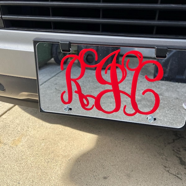 Monogram License Plate Chrome, Monogram Car Tag, Chrome Monogram ...