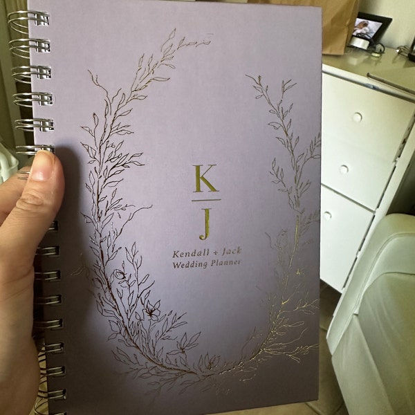 Floral Wedding Planner Book / Beige Custom Wedding Planner / Real Gold ...
