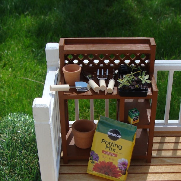 Dollhouse Garden Pots & Tray, Dollhouse Planters, Miniature Garden ...