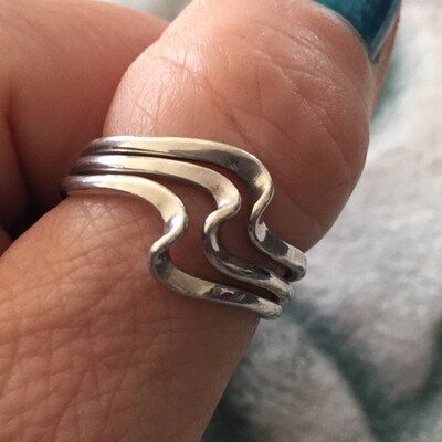 Sterling Silver Triple Wave Ring, Triple Band Ring, Silver Ring ...