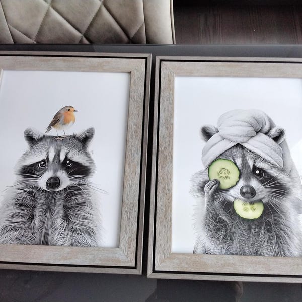 Bathroom Art, Raccoon, Spa Decor, Toilet Humor, Kids Bathroom, Bathroom ...
