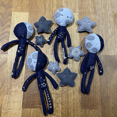Celestial Plush Sewing Pattern for Felt Doll Moon Child and Starbaby ...
