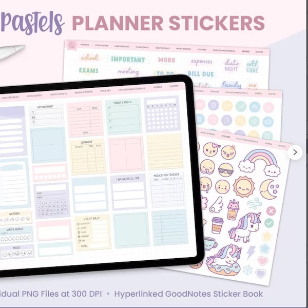 Soft Boho Stickers For Digital Planner, Planner Essentials, Kawaii Cute 