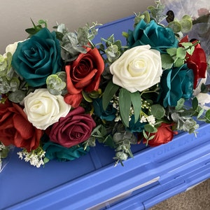 Deep Red Blush Pink & White Artificial Bridal Bouquet Real - Etsy