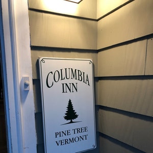 White Christmas Sign Columbia Inn Sign Wood Sign Holiday Decor Pine ...