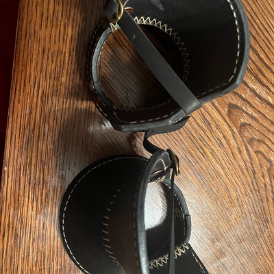 Demi Gauntlets Black Leather Hard Bridal Hand Guard Armor Renfair LARP ...