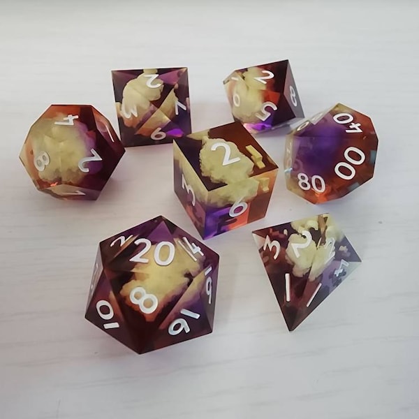 Sunrise Sonata - Gradient Cloud Dice, Handmade Resin Sharp Edge Dnd ...