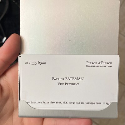 American Psycho Patrick Bateman Business Card Replicas / Movie Prop ...