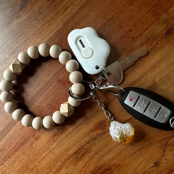 Beaded Wristlet Keychain, Silicone Wristlet, Bracelet Key Ring, Boho ...