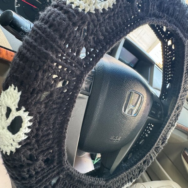 Black Glow-in-the-dark Skull Steering Wheel Cover (custom Colors Upon ...
