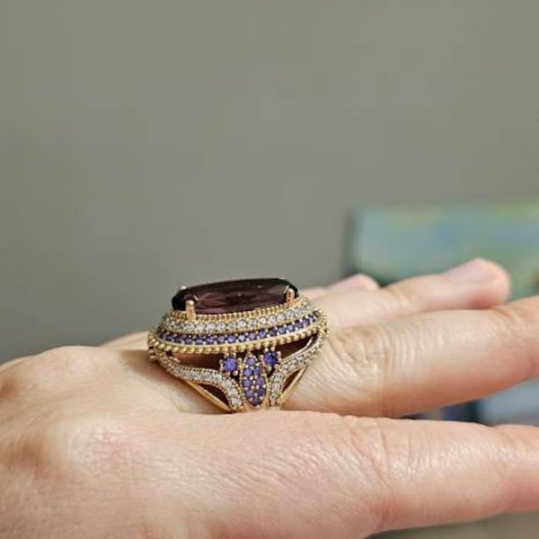 Amethyst Ring, Handmade Women's Ring, Turkish Handmade, Silver Ladies ...