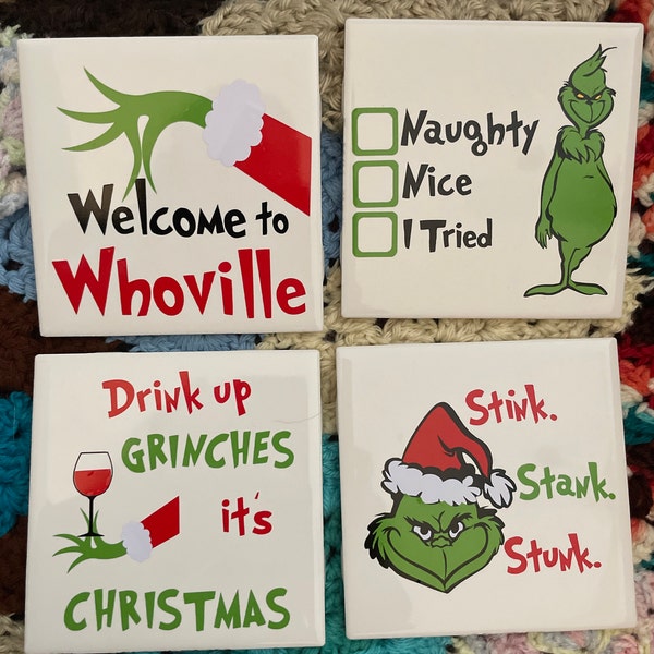 Grinch Coasters|set of 4 - Etsy