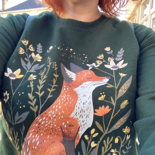 Fox Cottage Core Sweater, Cute Fall Autumn Fox Sweatshirt - Etsy