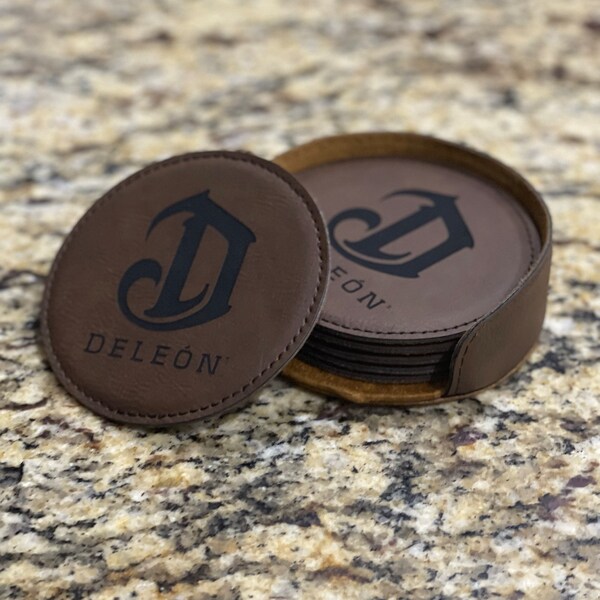 Monogrammed Leather Coaster Set, Personalized Coasters Engraved Gift ...