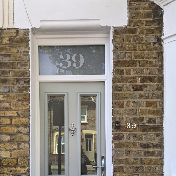 Traditional House Door Number Victorian Frosted Etched Vinyl Sticker ...