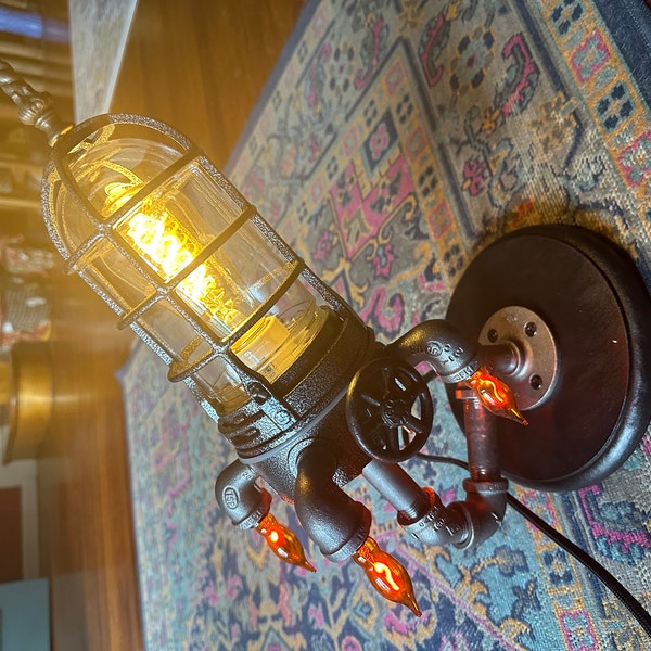 15" Rocket Ship Spaceship Steampunk Industrial Pipe Desk Lamp With 4 ...