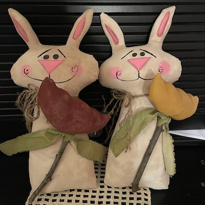 Tulip Hare Epattern...primitive Easter Spring Bunny Rabbit Cloth Doll ...