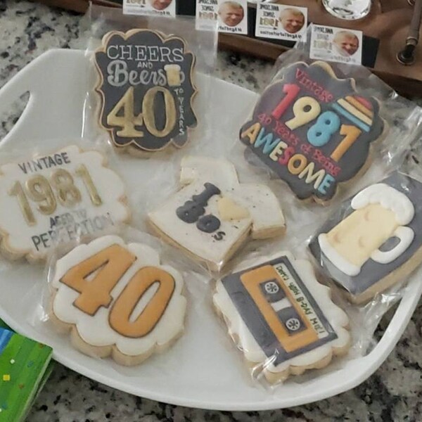 Vintage 40th Birthday Cookies - Etsy