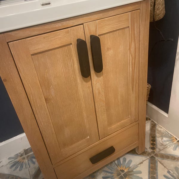 Rounded Long Wood Pulls Oak Handles Simple Kitchen Hardware Dresser ...