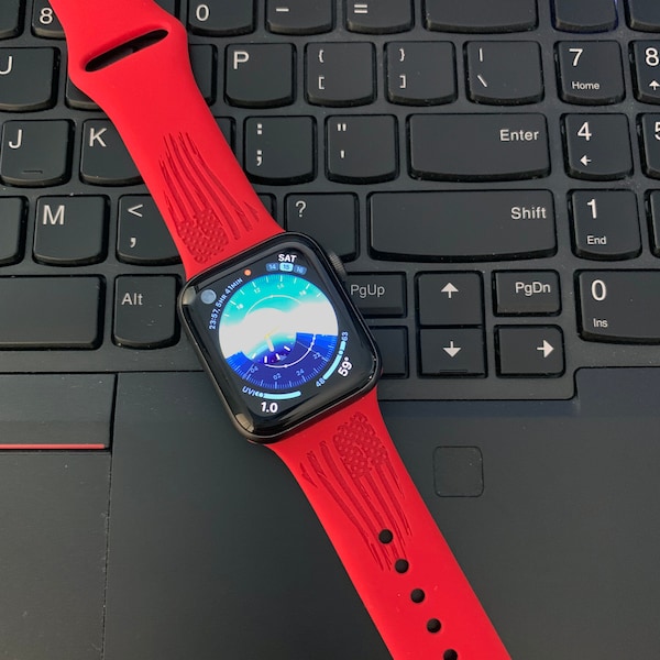 American Flag Silicone Watch Band Laser Engraved, Apple Watch ...