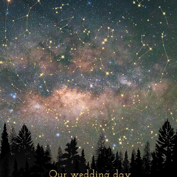 Christmas Gift Star Map, Custom Star Map, Constellation Gift, Night Sky ...