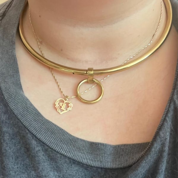 6mm Curved Matte Black Stainless Steel Locking Eternity BDSM Slave ...