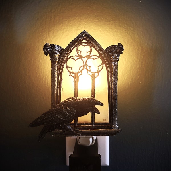 Raven and Window Nightlight, Hand Painted Resin Sculpture | Medieval ...